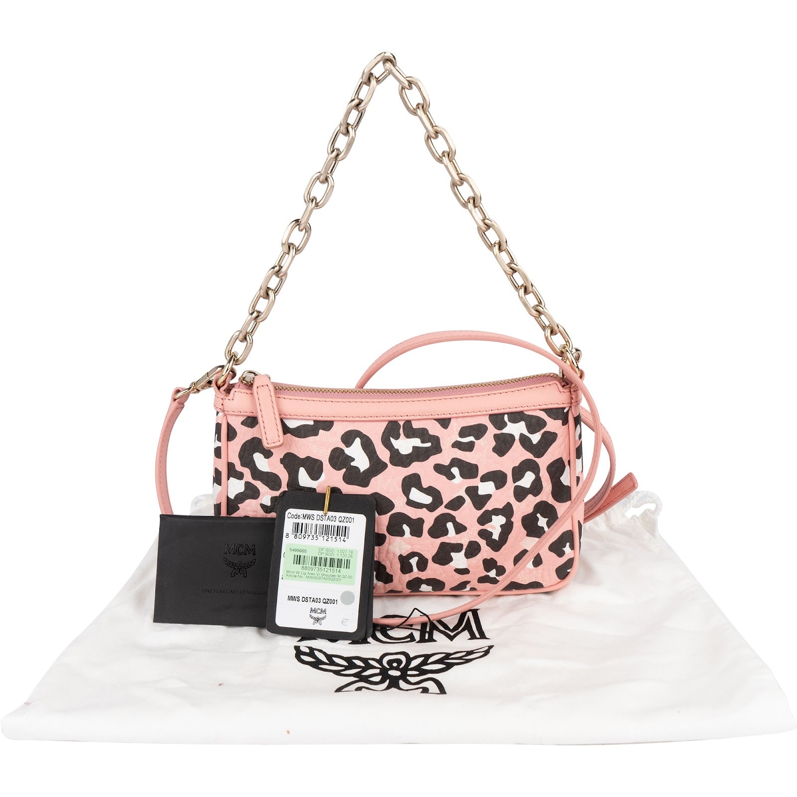 MCM MCM Monogram Visetos Pink Leopard Print Aren Pochette Crossbody Handbag