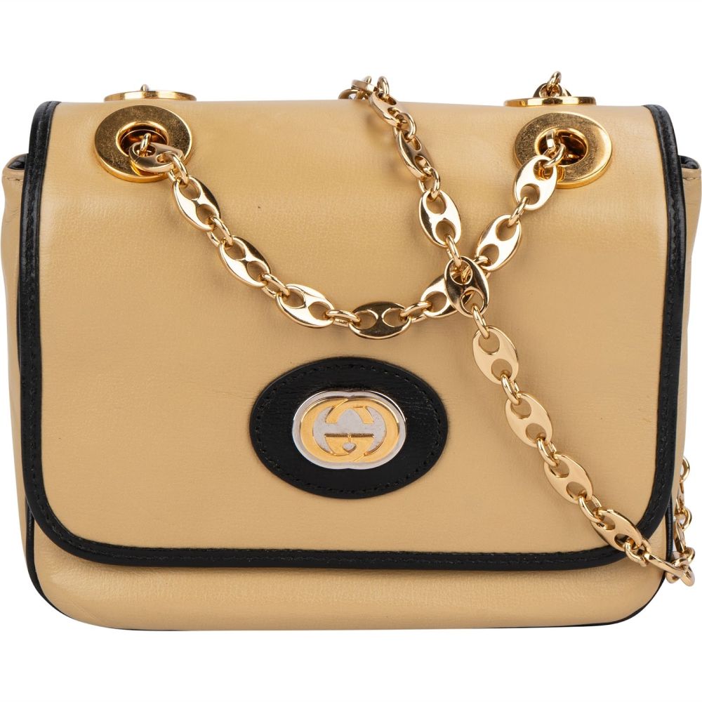 GUCCI Gucci Leather GG Vintage Marina Chain Double Flap Crossbody Bag